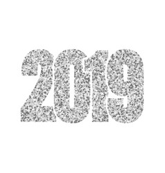 Silver glitter alphabet numbers 6 with shadow Vector Image