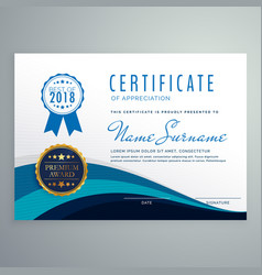 Blue certificate template design Royalty Free Vector Image