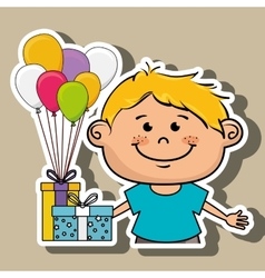 Boy and colorful balloons Royalty Free Vector Image