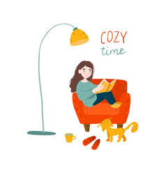 Cartoon woman resting in a chair Royalty Free Vector Image