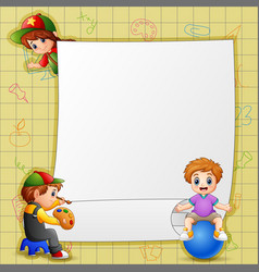 Paper template with happy kids Royalty Free Vector Image