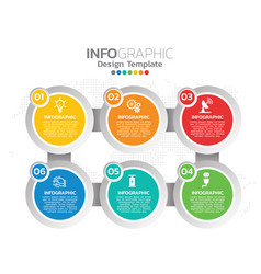 Infographic template design with 6 color options Vector Image