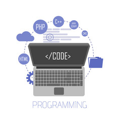 Pc monitor with program coding data Royalty Free Vector