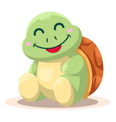 Happy turtle with blue cap on the lotus leaf Vector Image