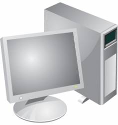 Computer desktop with printer Royalty Free Vector Image