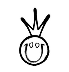 Graffiti emoticon with crown smiling face painted Vector Image