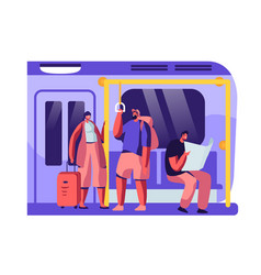 Man running in subway platform to crowded train Vector Image