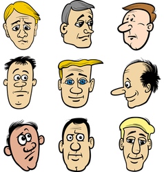 Cartoon men heads set Royalty Free Vector Image