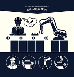 Machine tools with workers isometric set Vector Image