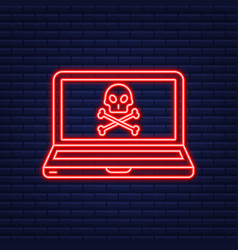 Cyber security glowing neon sign internet Vector Image