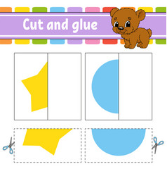 Cut and glue four flash cards color puzzle Vector Image