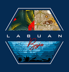 Labuan bajo archipelago design with a komodo Vector Image