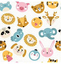 Cartoon cute animals characters bear faces rainbow