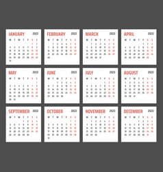 Monthly calendar template for 2024 year Royalty Free Vector