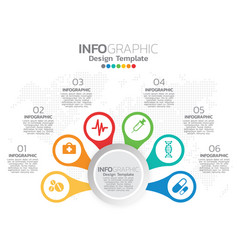 Infographic template design with 6 color options Vector Image