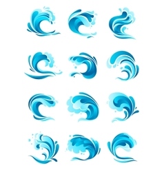 Wave emblems ocean water abstract isolated Vector Image