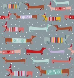 Dogs and snow holiday pattern vector