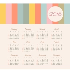 Simple 2016 year calendar Royalty Free Vector Image