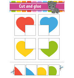 Cut and glue four flash cards color puzzle Vector Image