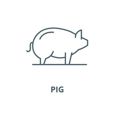 Pig line icon farming and agriculture pork meat Vector Image