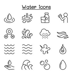 Water pollution ecology problem icon set in thin Vector Image