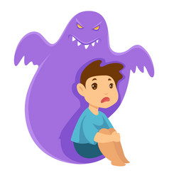 Monster chasing boy isolated character nightmare Vector Image