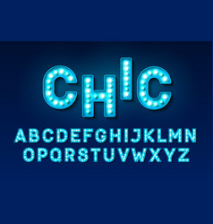 Broadway style retro light bulb font vintage Vector Image