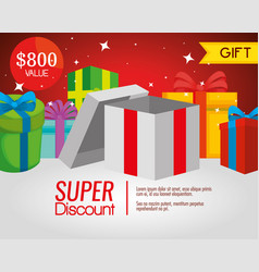 Gift coupon with ribbon bow and offer Royalty Free Vector
