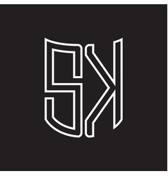 Sk logo monogram triple ribbon style line design Vector Image