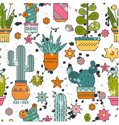 Cactus plants texture seamless pattern background Vector Image