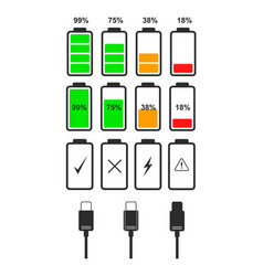 Battery charge icons set Royalty Free Vector Image
