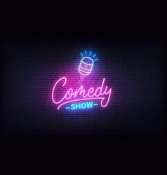 Comedy show neon signboard stand up Royalty Free Vector