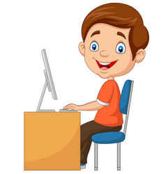 Cartoon little boy studying Royalty Free Vector Image