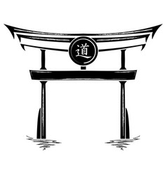 Torii gate and sunrise stencil Royalty Free Vector Image