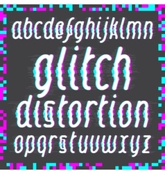 Glitch english alphabet distorted letters Vector Image