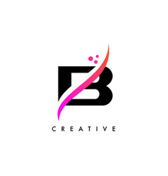 Curved creative letter b logo design with swoosh Vector Image