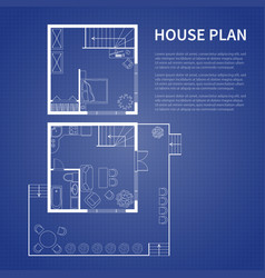 Architectural house technical draw Royalty Free Vector Image