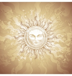 Vintage sun with face Royalty Free Vector Image