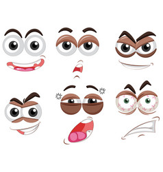 Blue eyes in different emotions Royalty Free Vector Image