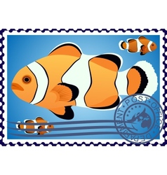 Cute little fox animals cartoon postage mail stamp