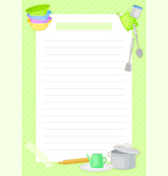 Vertical recipe card for notes making about food Vector Image