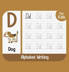 Letter d lowercase tracing standing dog Royalty Free Vector