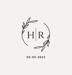Hr initial wedding monogram logo Royalty Free Vector Image