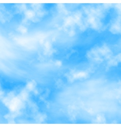 Blue sky background with white clouds and sun Vector Image