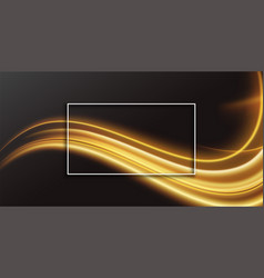 Gold line curve with simple text on black Vector Image
