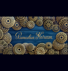 Ramadan kareem with waning moon and islamic art Vector Image