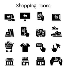 Shopping mall or store icon set Royalty Free Vector Image