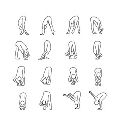 Yoga poses outline sketch Royalty Free Vector Image