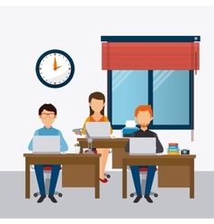 Office desk with computer Royalty Free Vector Image