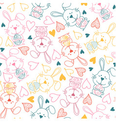 Seamless pattern cute cartoon bunnies Royalty Free Vector